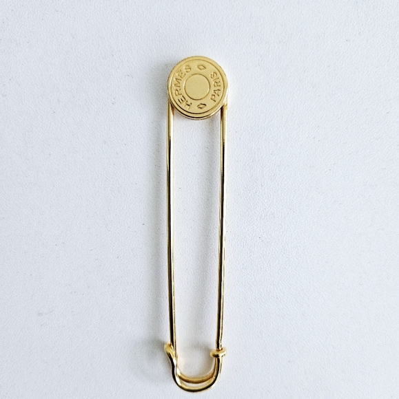 Hermes | Jewelry | Hermes Goldplated Safety Pin Brooch | Poshmark